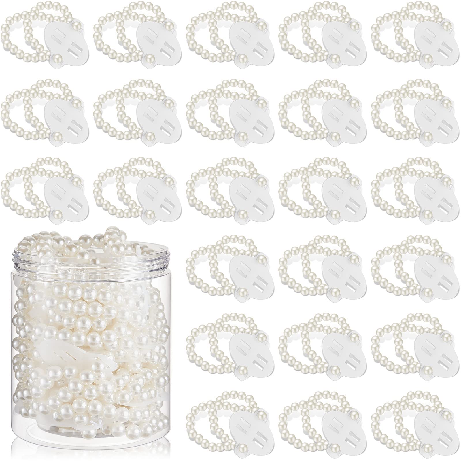 Hicarer 48 Pieces Corsage Wristlet Bracelet Wrist Corsage Prom Elastic Pearl Bands Wedding Corsages Pearl Bracelet Wedding Wristlets DIY Wrist Corsages Accessories for Bridesmaid Bridal Shower Party
