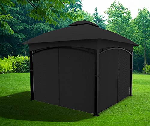 Gazebo Universal Replacement Privacy Curtain 4-Panels sidewall with Zipper (ONLY Curtain) (10' x 13', Black)