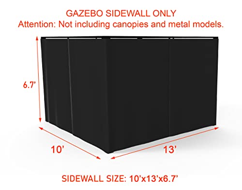 Gazebo Universal Replacement Privacy Curtain 4-Panels sidewall with Zipper (ONLY Curtain) (10' x 13', Black)