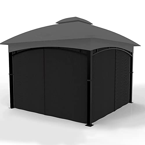 Gazebo Universal Replacement Privacy Curtain 4-Panels sidewall with Zipper (ONLY Curtain) (10' x 13', Black)