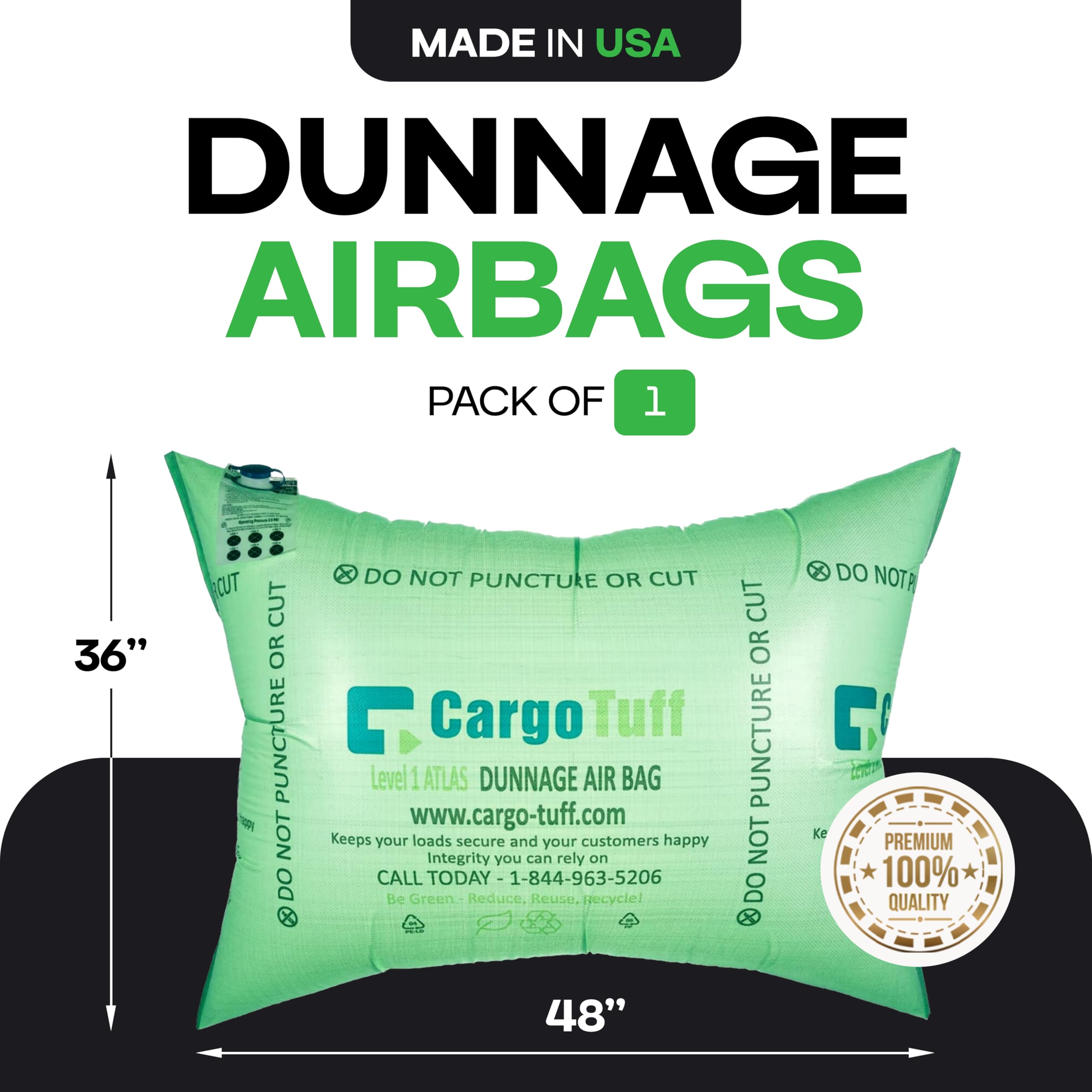IDL Packaging 36" x 48" Dunnage Airbags, Woven Polypropylene, Level 1 (Pack of 1) – Fill The Void in Trucks and Intermodal Shipments, Reusable – Cargo Securing Solution for Container Stuffing