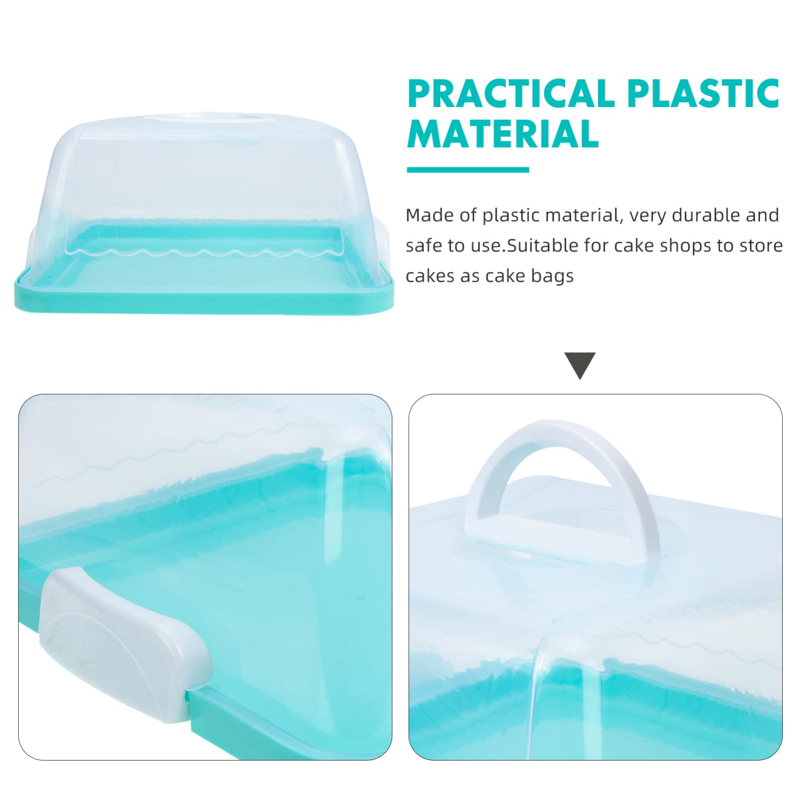 LIFKOME Cake Carrier Storage Container Portable Cake Saver with Handle Clear Square Cake Keeper for Transport Packaging Sky- blue