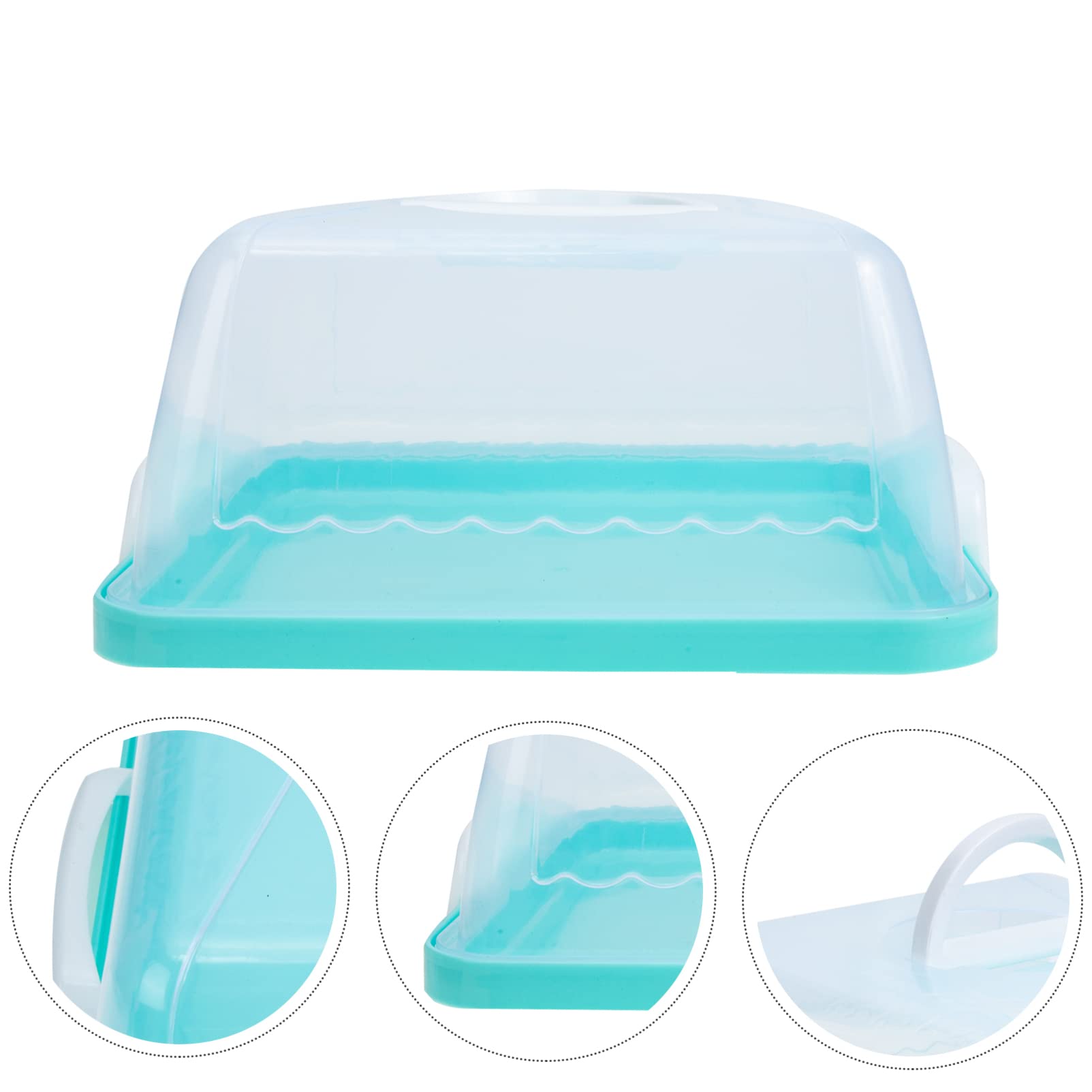 LIFKOME Cake Carrier Storage Container Portable Cake Saver with Handle Clear Square Cake Keeper for Transport Packaging Sky- blue