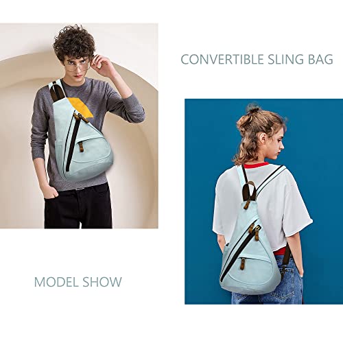 KL928 Canvas Sling Bag - Small Crossbody Backpack Shoulder Casual Daypack Rucksack for Men Women(Large Version)