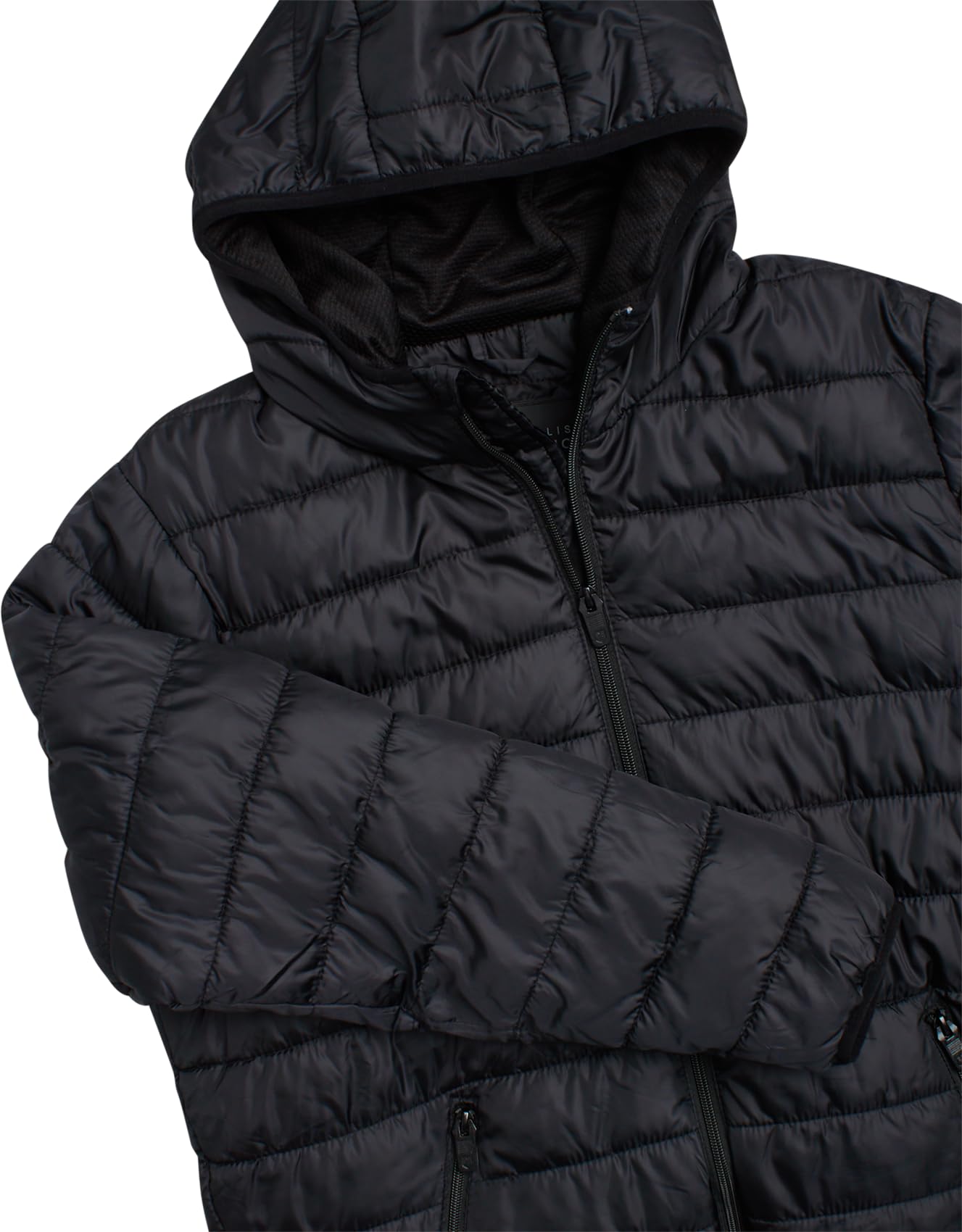 Perry Ellis Men's Winter Jacket - Soft Fleece Quilted Packable Puffer Hooded Down Jackets - Winter Jackets for Men (S-XXL), Size Large, Ink Black
