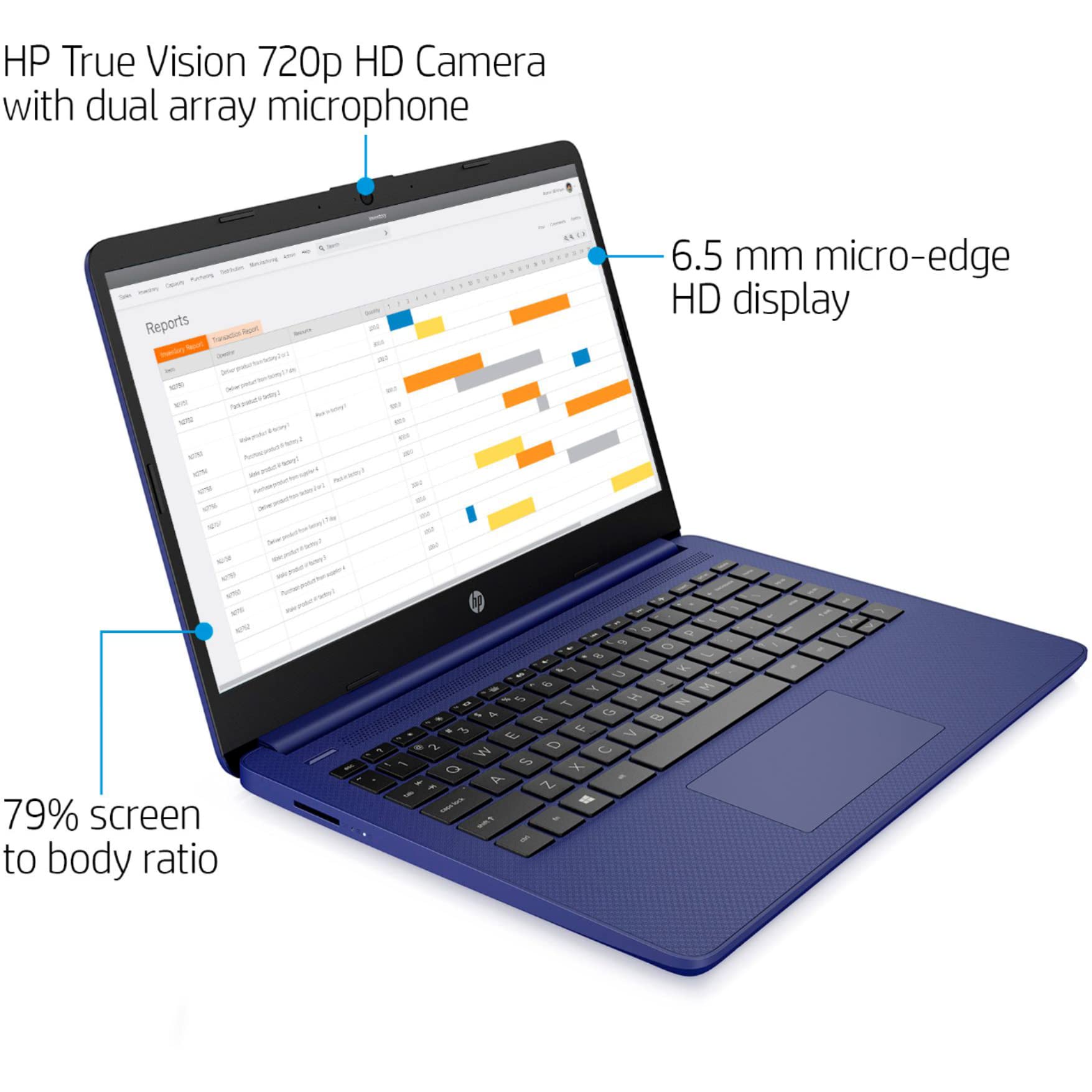 HP 14 Laptop, Intel Celeron N4020, 4 GB RAM, 64 GB Storage, 14-inch Micro-Edge HD Display, Windows 11 Home, Thin & Portable, 4K Graphics, One Year of Microsoft 365 (14-dq0010nr, 2021, Indigo Blue)