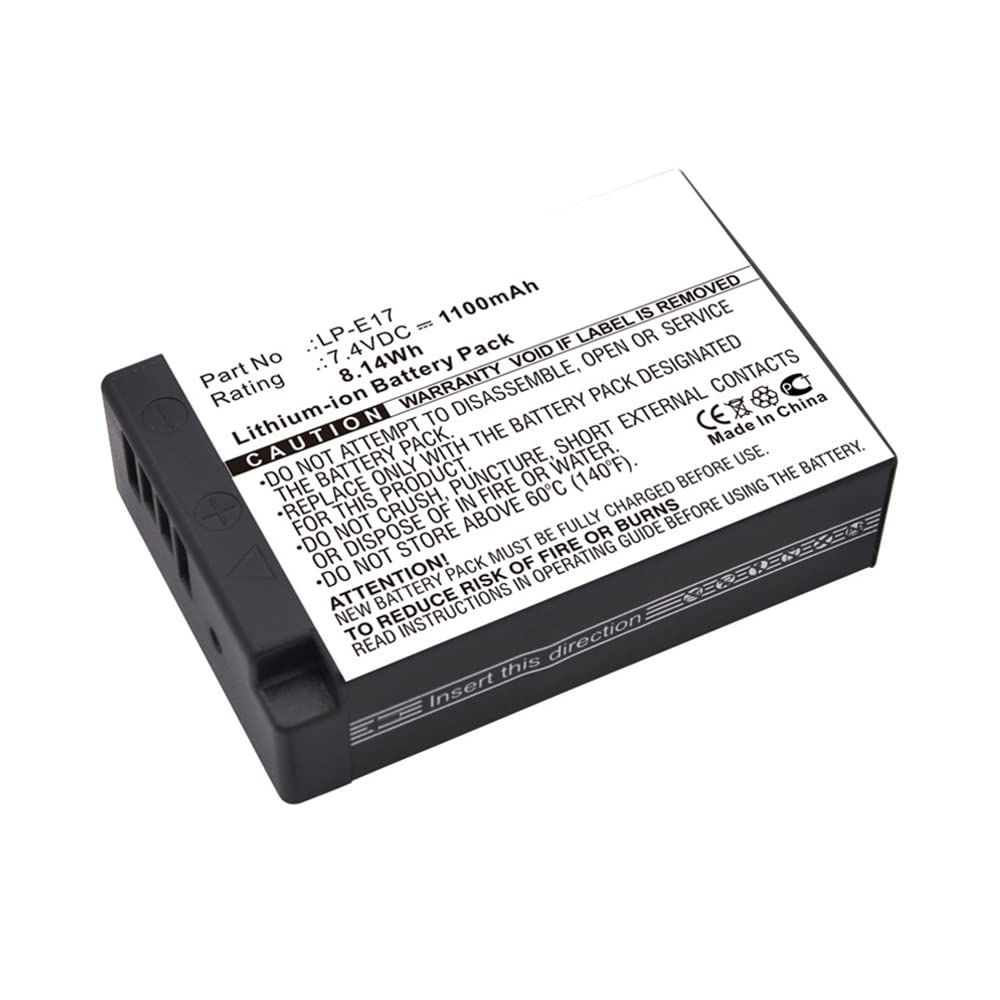 Synergy Digital Camera Battery, Compatible with Saramonic VmicLink5-RX Receiver Digital Camera, (Li-ion, 7.4V, 1100mAh) Ultra High Capacity, Replacement for Canon LP-E17 Battery