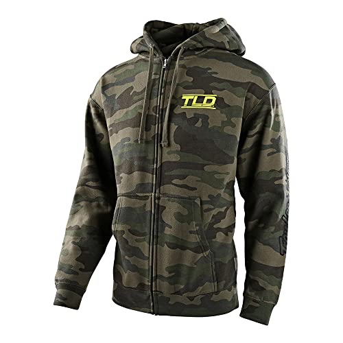 Troy Lee Designs Motocross/Bike Racing Zip Up Hoodie for Men, Speed Logo Camo Green, Large