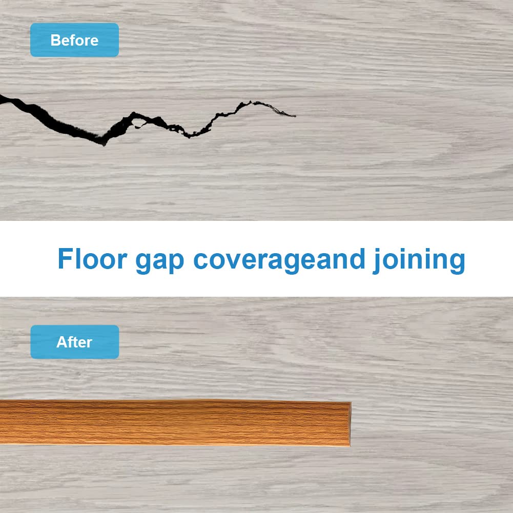 Floor Transition Strip Self Adhesive Laminate Floor Strip Threshold Seam Cover Strip Vinyl Door Floor Trim Elegant Wood Grain Design (Brown Wood Grain, 2"/6.6 FT)