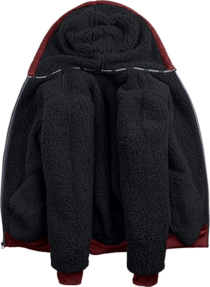 Little Beauty Men Hoodies Full Zip Up Jacket Fleece Sherpa Lined Heavyweight Sweashirts Winter
