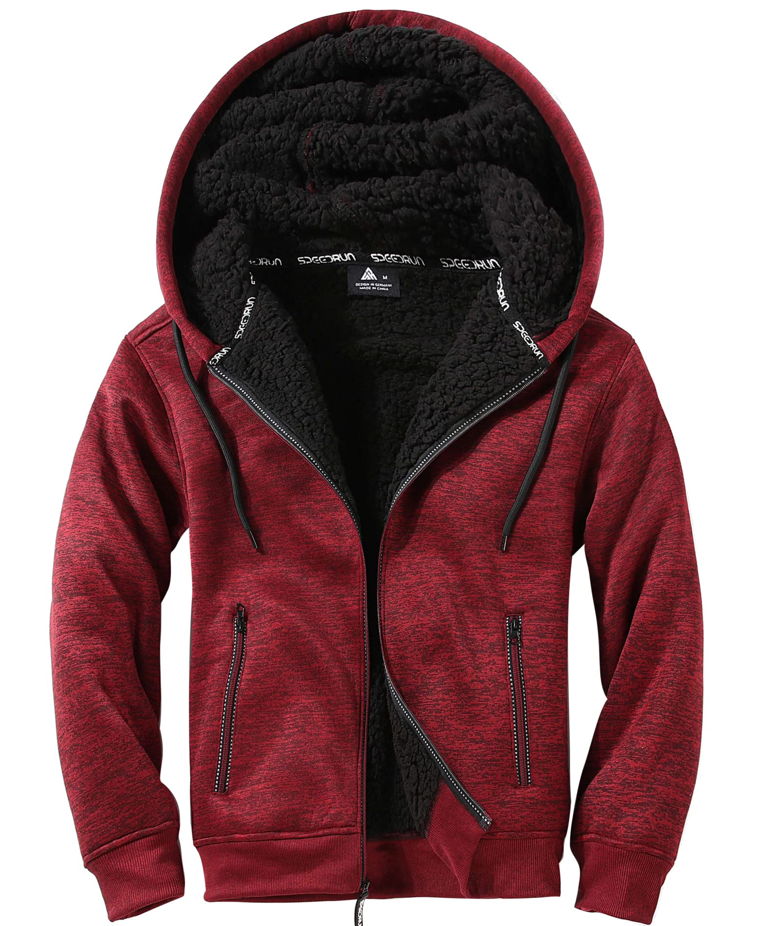 Little Beauty Men Hoodies Full Zip Up Jacket Fleece Sherpa Lined Heavyweight Sweashirts Winter