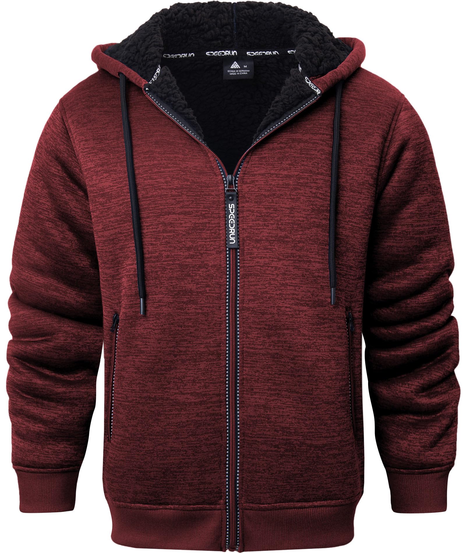 Little Beauty Men Hoodies Full Zip Up Jacket Fleece Sherpa Lined Heavyweight Sweashirts Winter
