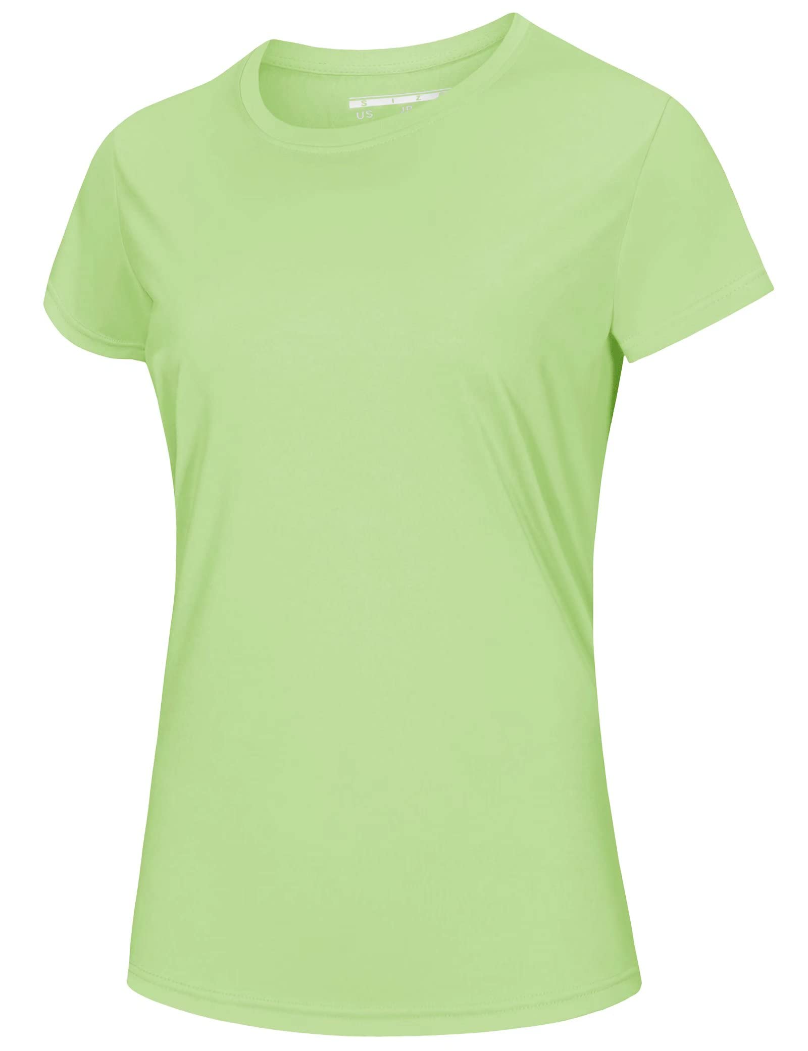 MAGCOMSEN Tennis Shirts for Women Dry Fit Tshirts Shirts Short Sleeve Rash Guard Uv Shirts for Women Sun Protection Running Tops Light Green,S