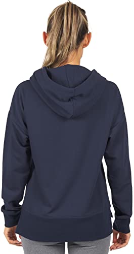 Nautica Competition Women's Active French Terry Pullover Sweatshirt Hoodie W/Pockets (Large, Navy 2)