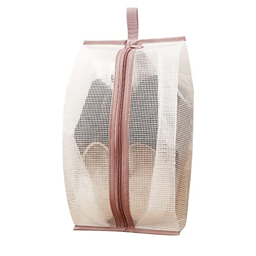 Veki Clear Waterproof Shoe Storage Bag for Travel and Daily Use Large Foldable Transparent Shoes Storage Packing Organizers Pouch with Zipper and Rope for Men Women (Pink)