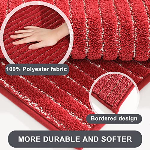 BEQHAUSE Red Kitchen Rugs Set of 2 Non-Slip Kitchen Runner Rug Washable Kitchen Mats for Floor Absorbent Soft Standing Mats for Kitchen,Laundry,Hallway&Sink 20”x30”+20”x48”