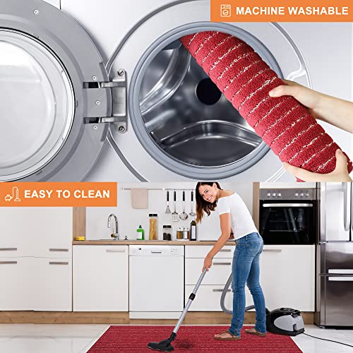 BEQHAUSE Red Kitchen Rugs Set of 2 Non-Slip Kitchen Runner Rug Washable Kitchen Mats for Floor Absorbent Soft Standing Mats for Kitchen,Laundry,Hallway&Sink 20”x30”+20”x48”