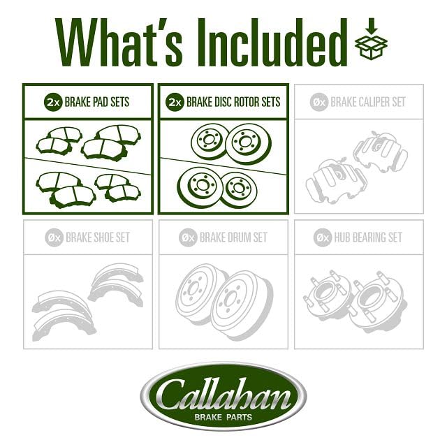 Callahan Brake Parts CRK15638 FRONT + REAR Premium Brake Rotors + Ceramic Brake Pads for Volvo S60 S80 V60 XC70