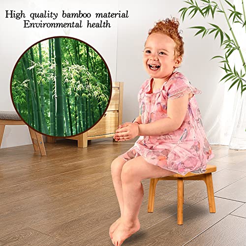 YITIHOME Small Step Stools for Kids Adults with 300lbs Load Capacity, Small Foot Stool Foot Rest Non-Slip Bamboo Wooden Step Stool Great for Plant Stand Kitchen Bathroom and Bedroom