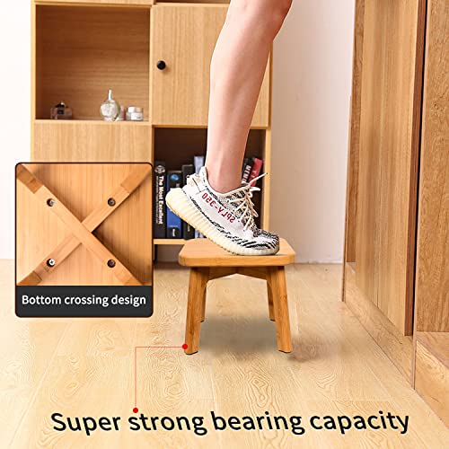 YITIHOME Small Step Stools for Kids Adults with 300lbs Load Capacity, Small Foot Stool Foot Rest Non-Slip Bamboo Wooden Step Stool Great for Plant Stand Kitchen Bathroom and Bedroom
