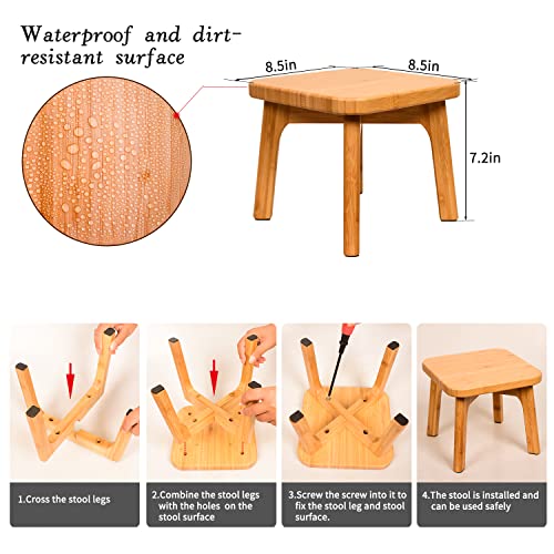 YITIHOME Small Step Stools for Kids Adults with 300lbs Load Capacity, Small Foot Stool Foot Rest Non-Slip Bamboo Wooden Step Stool Great for Plant Stand Kitchen Bathroom and Bedroom