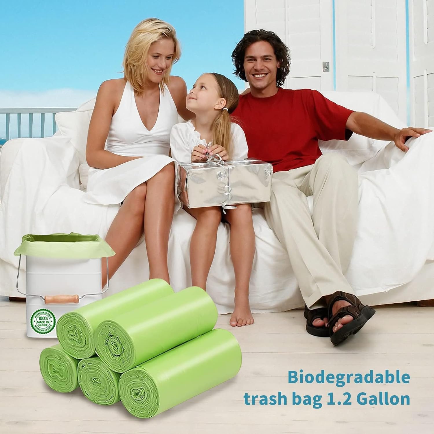 Aoriyar 1.2 Gallon Compostable Trash Bags, 120 Count, Green, 5 Liters