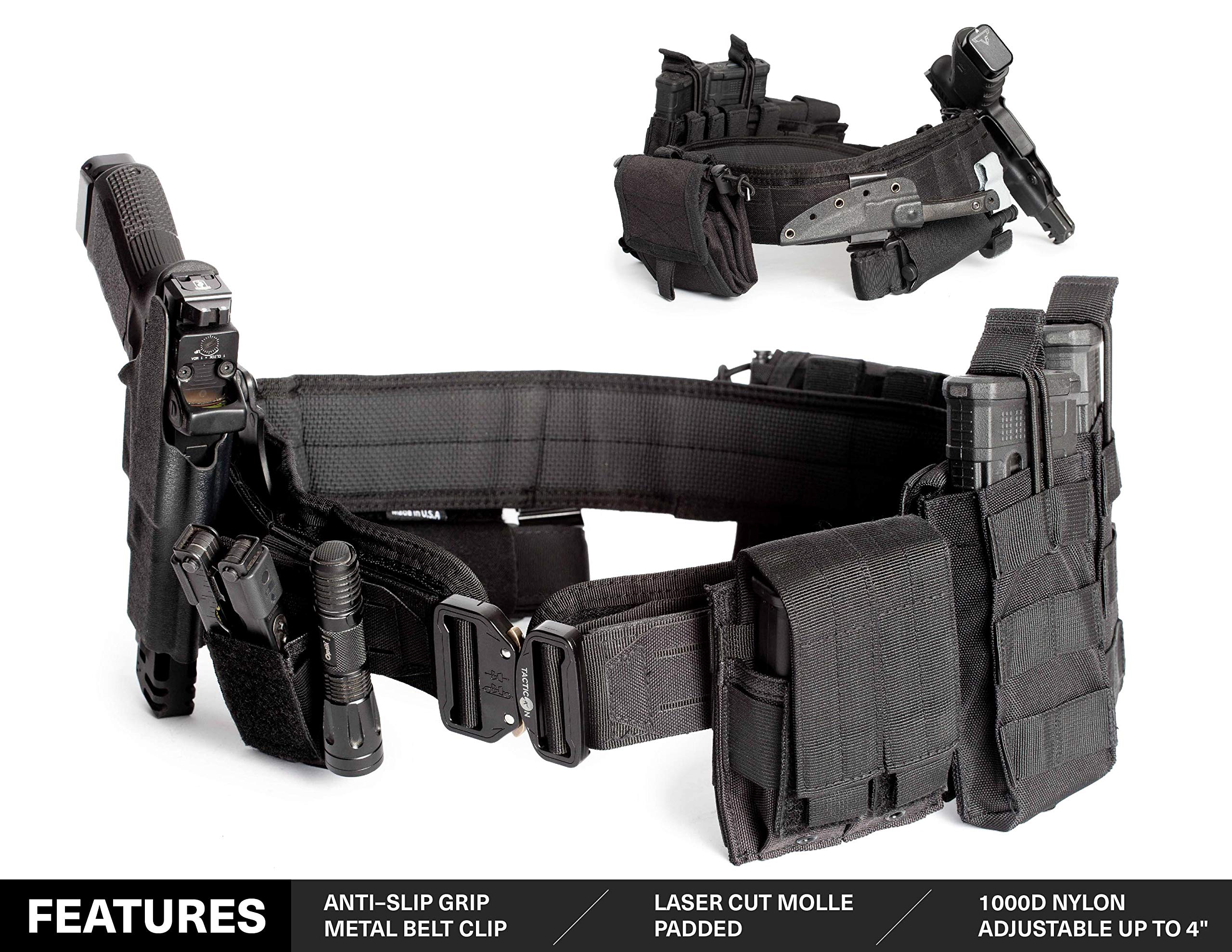 Tacticon Battle Belt | Padded Tactical Nylon Belts | Disabled Combat Veteran Owned Company | Heavy Duty Belt Quick Release Metal Buckle