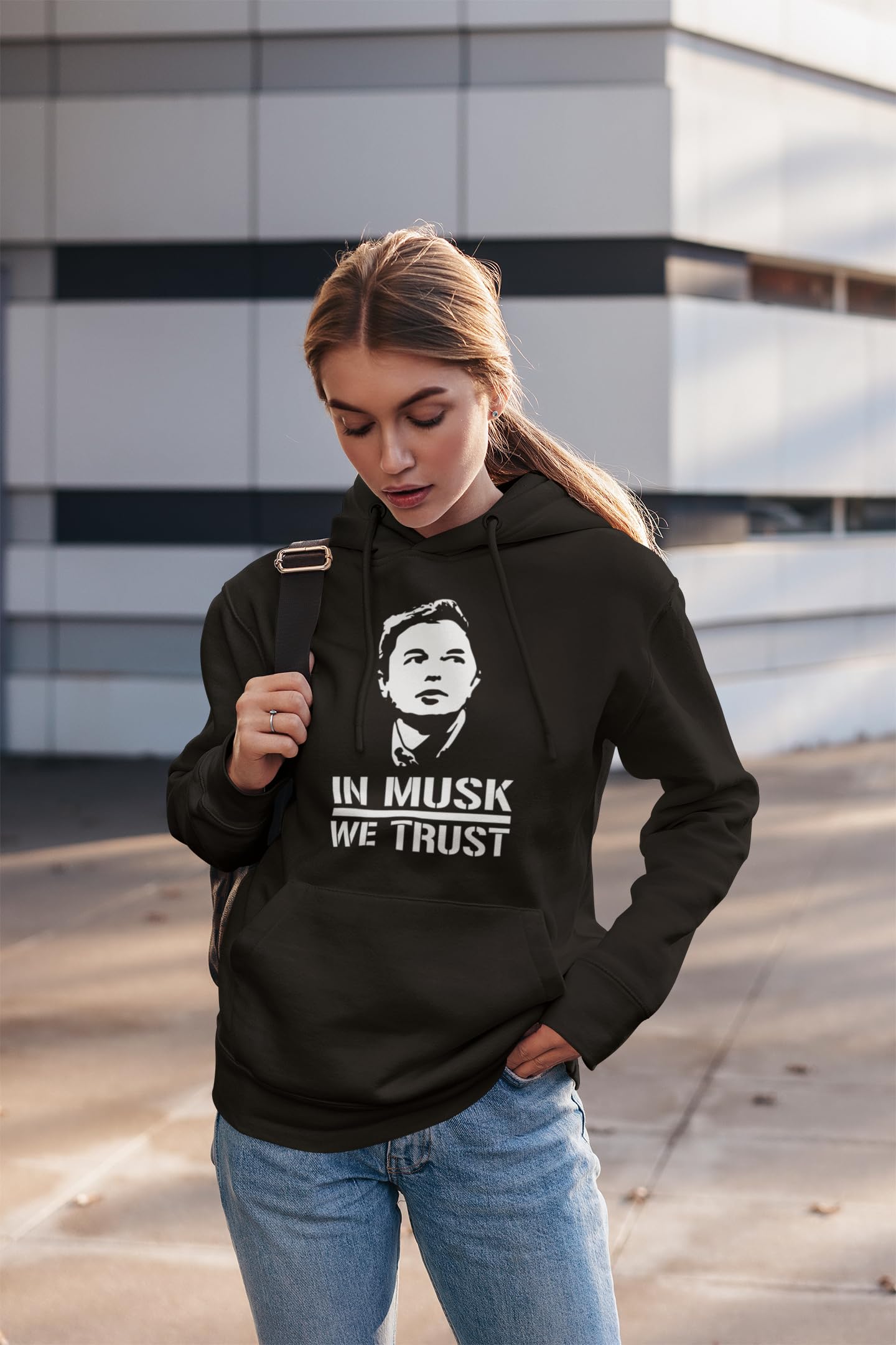Freedomtees in Musk We Trust Elon Unisex Hoodie Sweatshirt Funny Tech Shirt Geek Nerd Gift (as1, alpha, m, regular, regular, M) Black