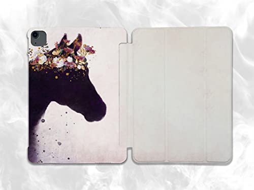 Kawaii Flower Horse Animal case Compatible with iPad Mini Air Pro 7.9 8.3 9.7 10.2 10.9 11 12.9 inch Pattern Cover New 2022 2021 Trifold Stand 3 4 5 6 7 8 9 Generation 360 (9.7" 5/6 gen)
