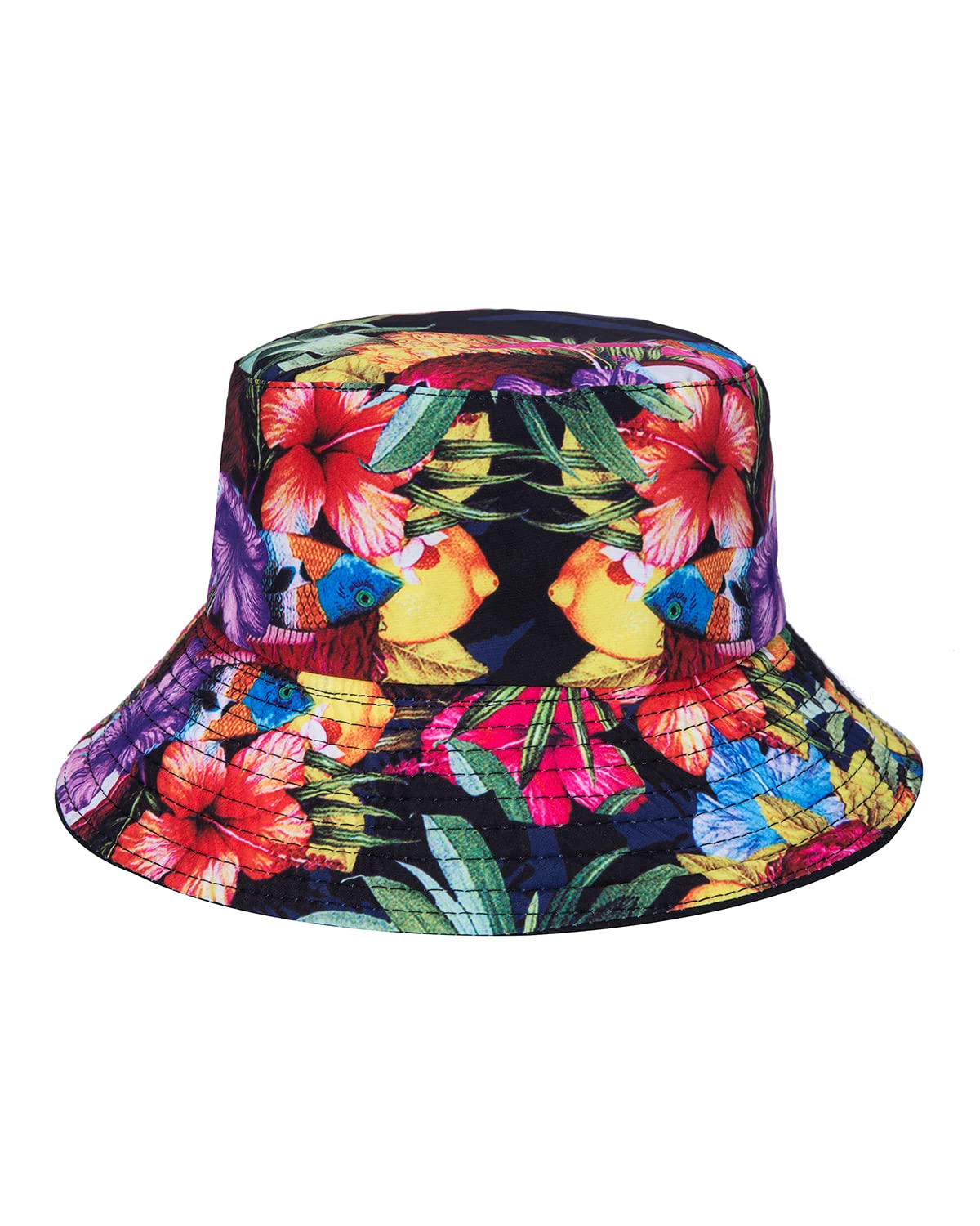 TUNEVUSE Mens Hawaiian Shirts and Shorts Set 2 Pieces Tropical Outfits Pineapple Printed Beach Shirt Suit with Bucket Hats Navy 3X-Large