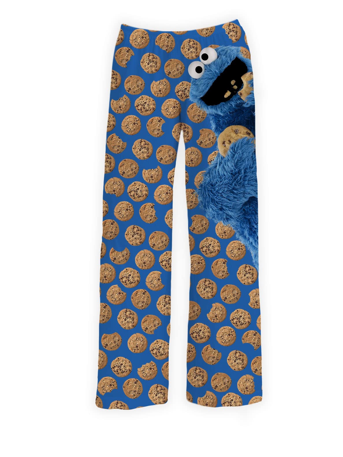 BRIEF INSANITY Sesame Street Adult Lounge Pajama Pants - Comfy, Loose-Fit, Ultra-Soft - Cookie Monster Sleep Bottoms (Large, Cookie Monster)