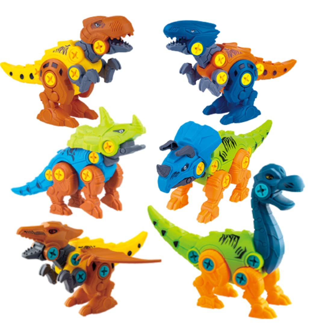 Kidtastic 6 Pack DIY Dinosaur Toys for kids 3-6, STEM Learning Dinosaurs PlaySet for Toddlers, Sensory Learning Play for Autism, Fun Outdoor Educational Gift