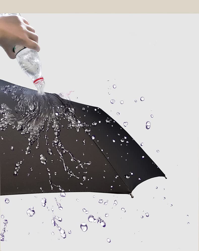 Karnado Large Black Umbrella for Men and Women - Waterproof, Windproof, Portable Folding Umbrella with Luxury Wood Handle