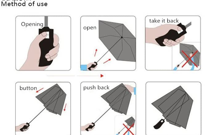Karnado Large Black Umbrella for Men and Women - Waterproof, Windproof, Portable Folding Umbrella with Luxury Wood Handle