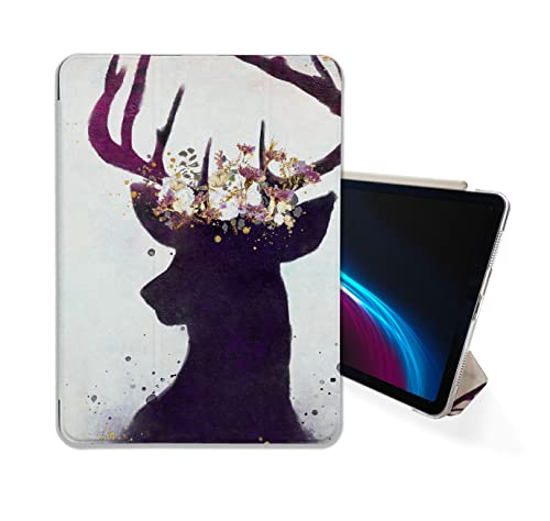 Cute Flowers Deer Animal case Compatible with iPad Mini Air Pro 7.9 8.3 9.7 10.2 10.9 11 12.9 inch Pattern Cover New 2022 2021 Trifold Stand 3 4 5 6 7 8 9 Generation 335 (9.7" Air 1/2)