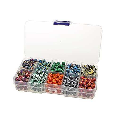 500pcs 6mm Stone Beads Kit Round Loose Gemstone 10 Colors Synthetic Malachite Beads for Bracelet Necklace Earrings Jewelry Making