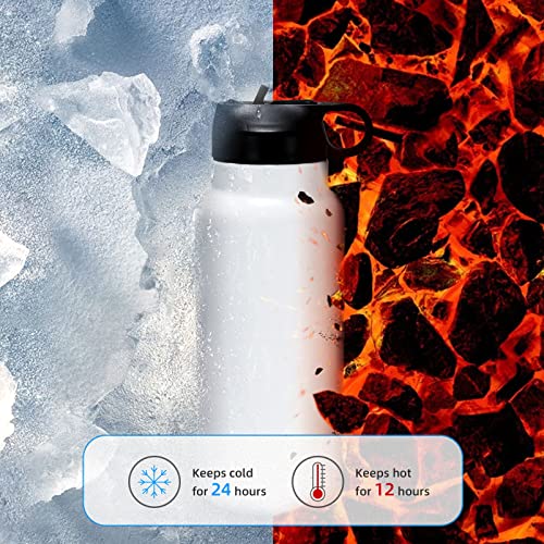 AGH 32 oz Sublimation Water Bottle Blanks, 8 Pack Double Wall Vacuum Flask Stainless Steel Sublimation Tumbler blank Sports Wide Mouth Water Bottle with Straw and Portable Handle