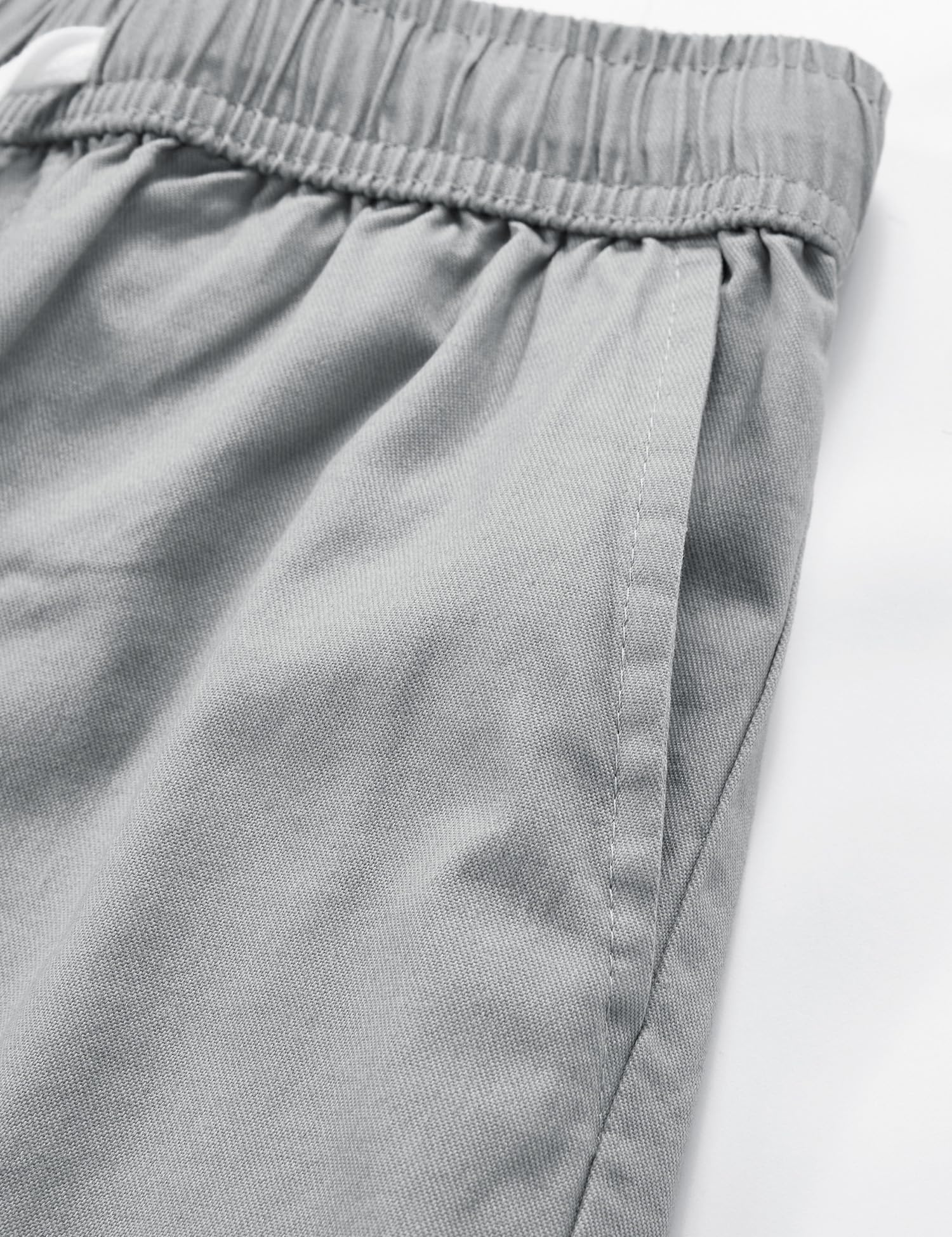 ELETOP Men's Cargo Shorts Casual Cotton Elastic Waist Work Shorts Drawstring Big Tall Classic Stretch Shorts A901 Silver Grey 4XL