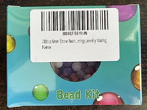 200pcs 6mm Stone Beads Kit Round Loose Gemstone Natural Multicolor Frosted Weathered Agate Beads for Bracelet Necklace Earrings Jewelry Making