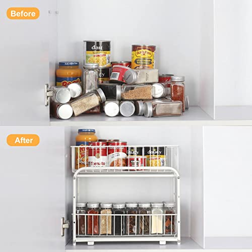 LIANTRAL 2 Tier Under Cabinet Organizer with Sliding Storage Drawer, Pull Out Cabinets Organizer Shelf, Multi-purpose Stackable Bathroom Sink Organizer Cabinet, White.