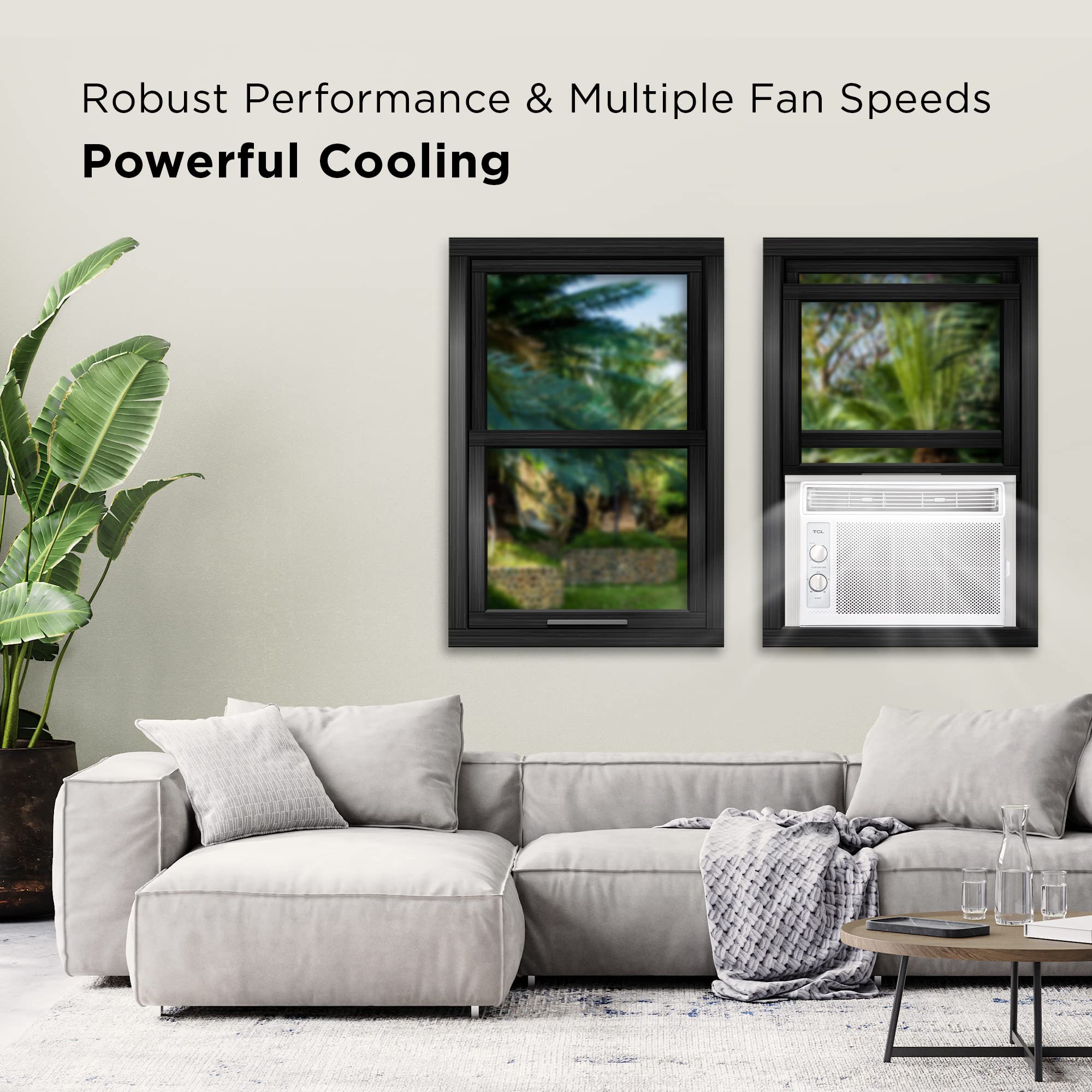 TCL H5W23M 5,000 BTU Window Air Conditioner and Fan-Cool up to 150 Sq. Ft. with Easy to Use Mechanical Control and Reusable Filter, White