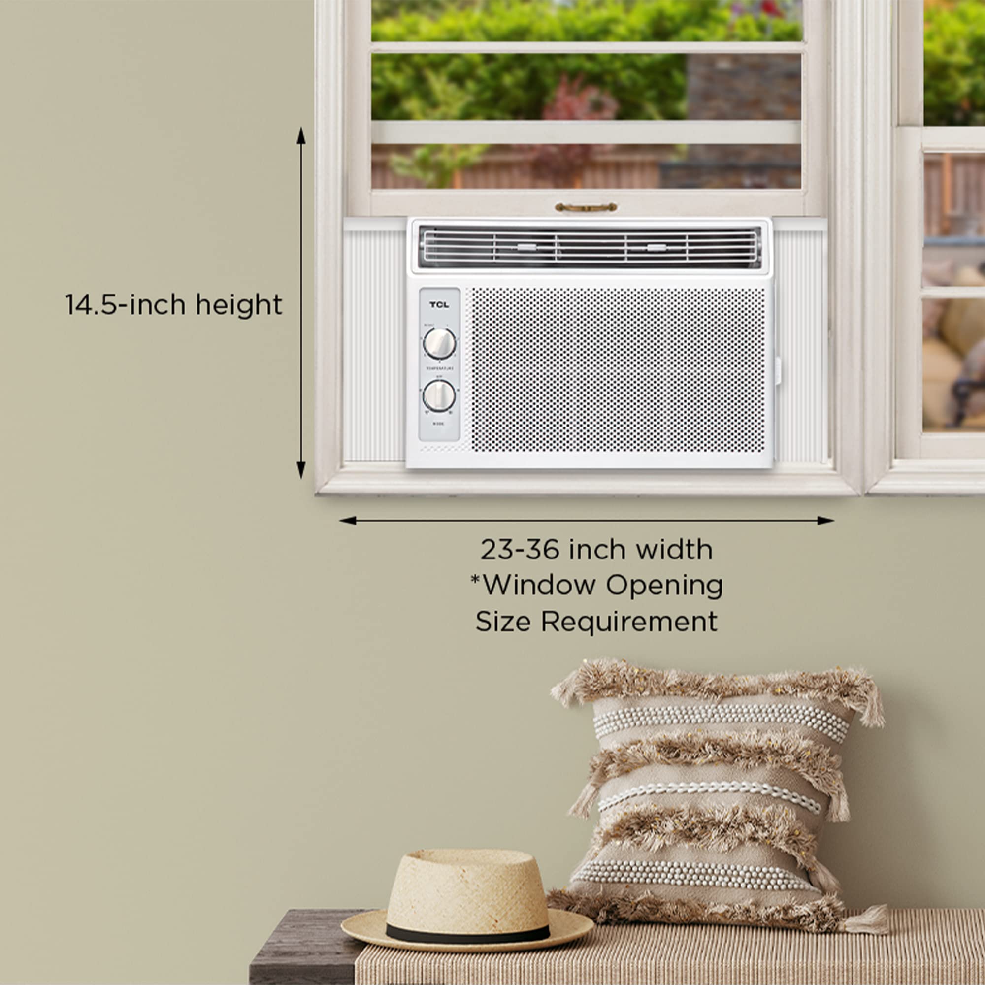 TCL H5W23M 5,000 BTU Window Air Conditioner and Fan-Cool up to 150 Sq. Ft. with Easy to Use Mechanical Control and Reusable Filter, White