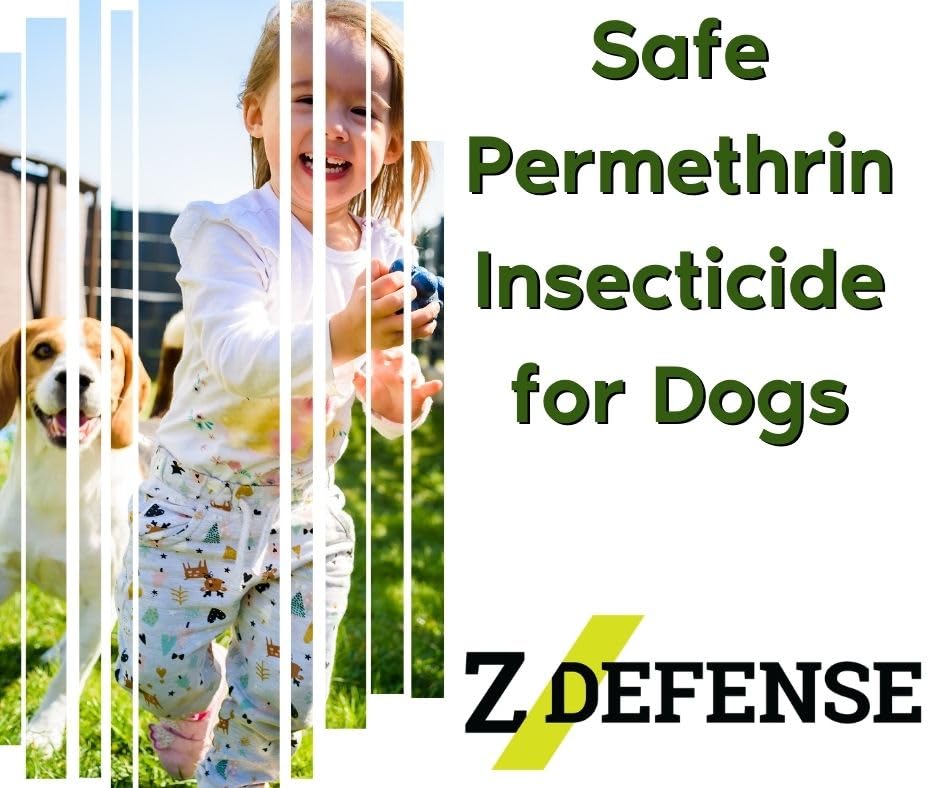 Protect Your Dog; Z-Defense Pet Defender Permethrin Insecticide, 10oz Non-Aerosol, Sprays Upside Down. Permethrin 0.5% Kills Ticks, Fleas, Mosquitoes, Spiders, Ants and Other Insects.