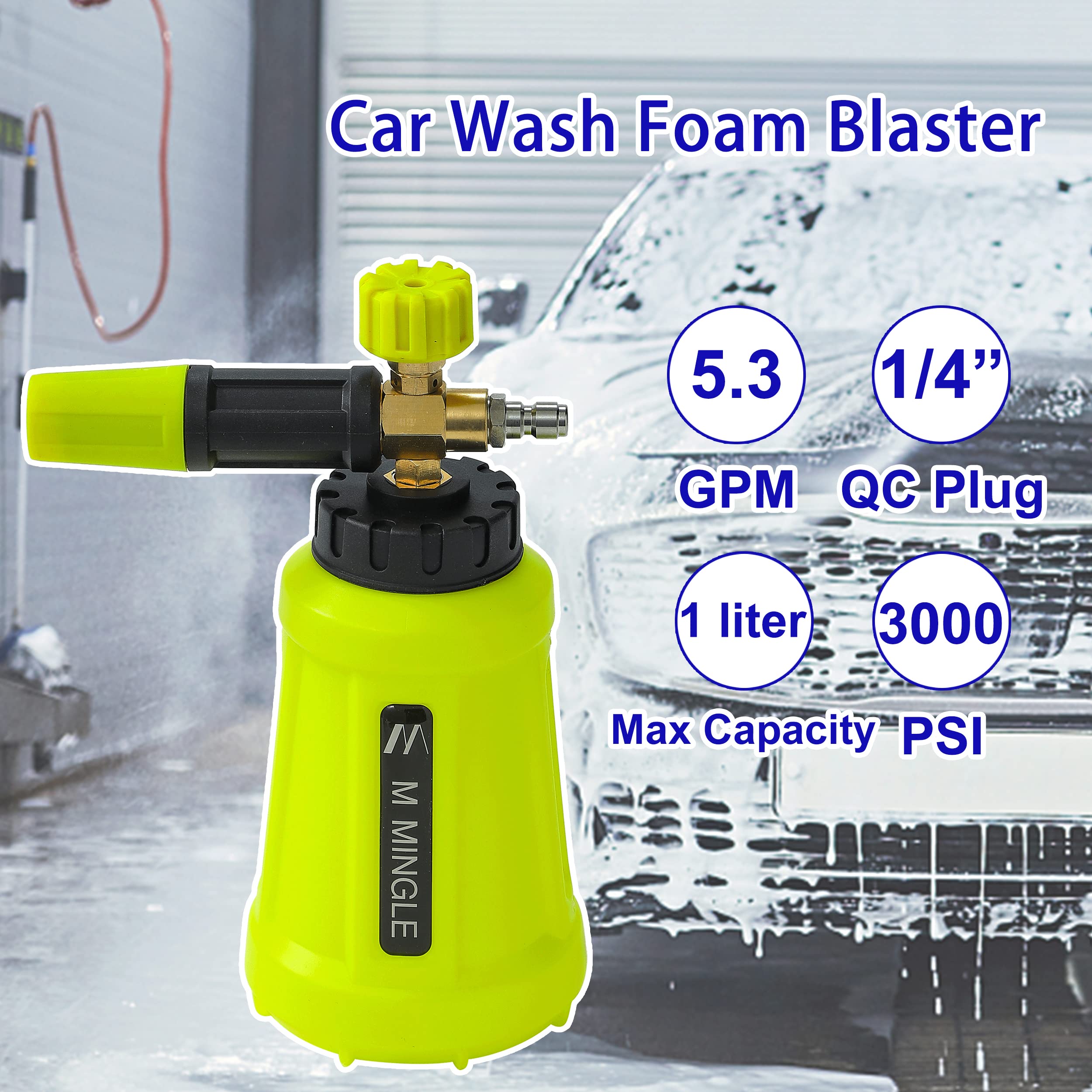 M MINGLE Foam Cannon for Pressure Washer, Short Pressure Washer Gun for Hot and Cold Water