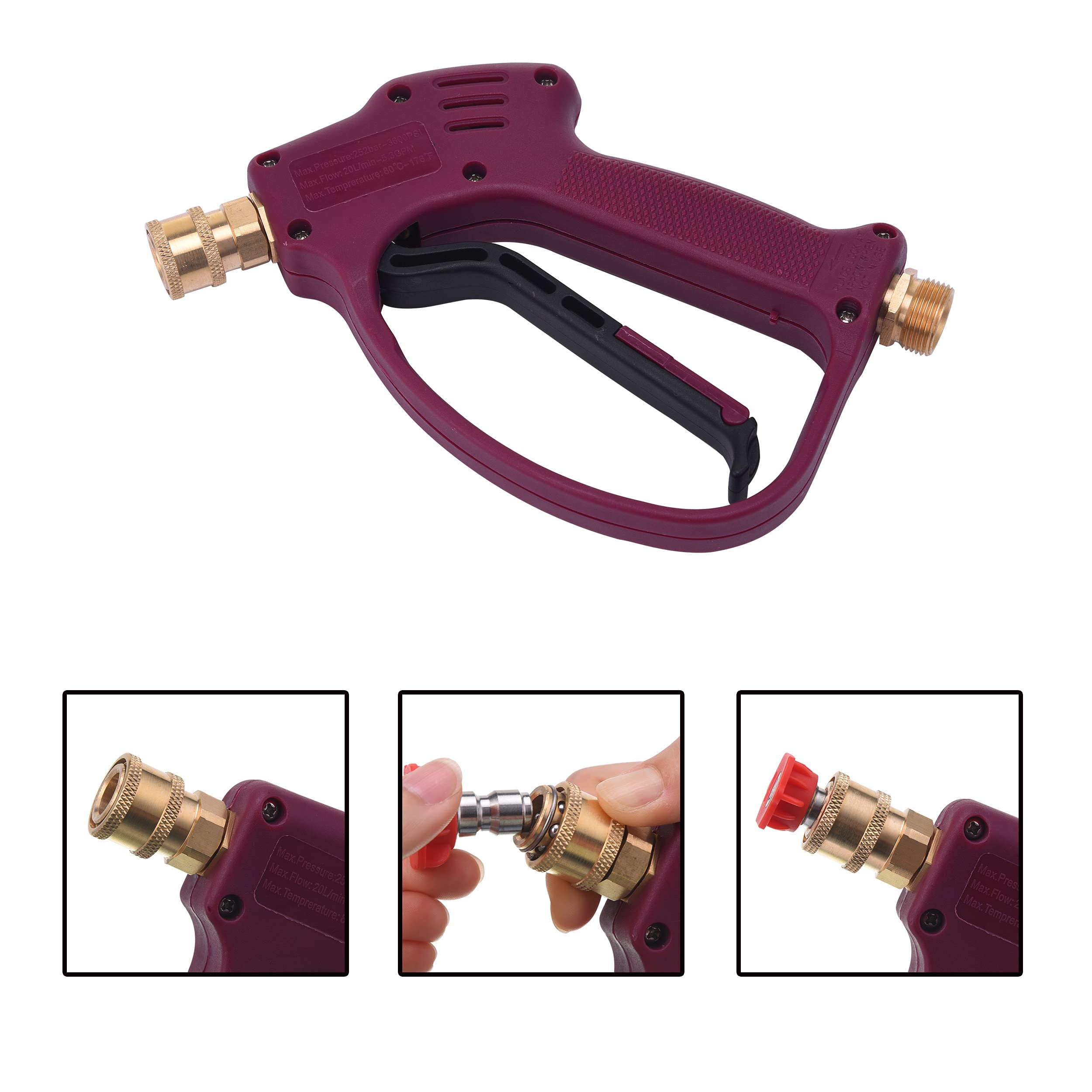 M MINGLE Foam Cannon for Pressure Washer, Short Pressure Washer Gun for Hot and Cold Water