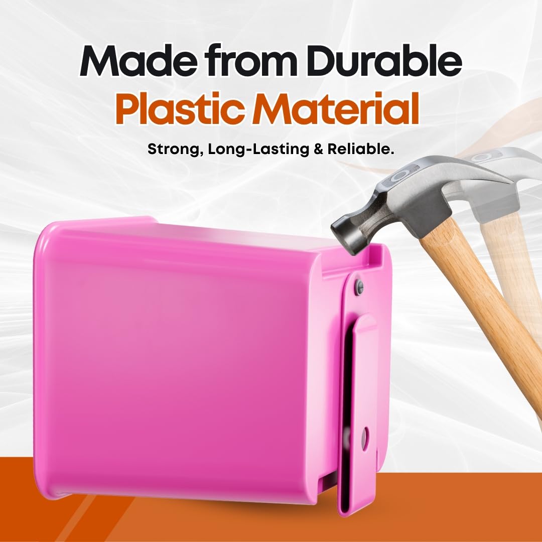 HAUSSIMPLE Car Trash Can Waterproof Vehicle Garbage Bin, Leakproof Anti Slip Floor Mat Clip Trash Bag Holder for Car, Truck, SUV, Van Portable Auto Trash Container with Stability Clips (Pink, Large)