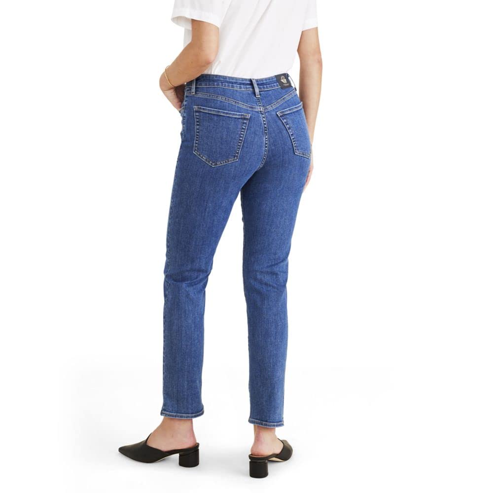 Dockers Women's Slim Fit High Rise Jean Cut Pants, Medium Indigo Stonewash (Denim), 25