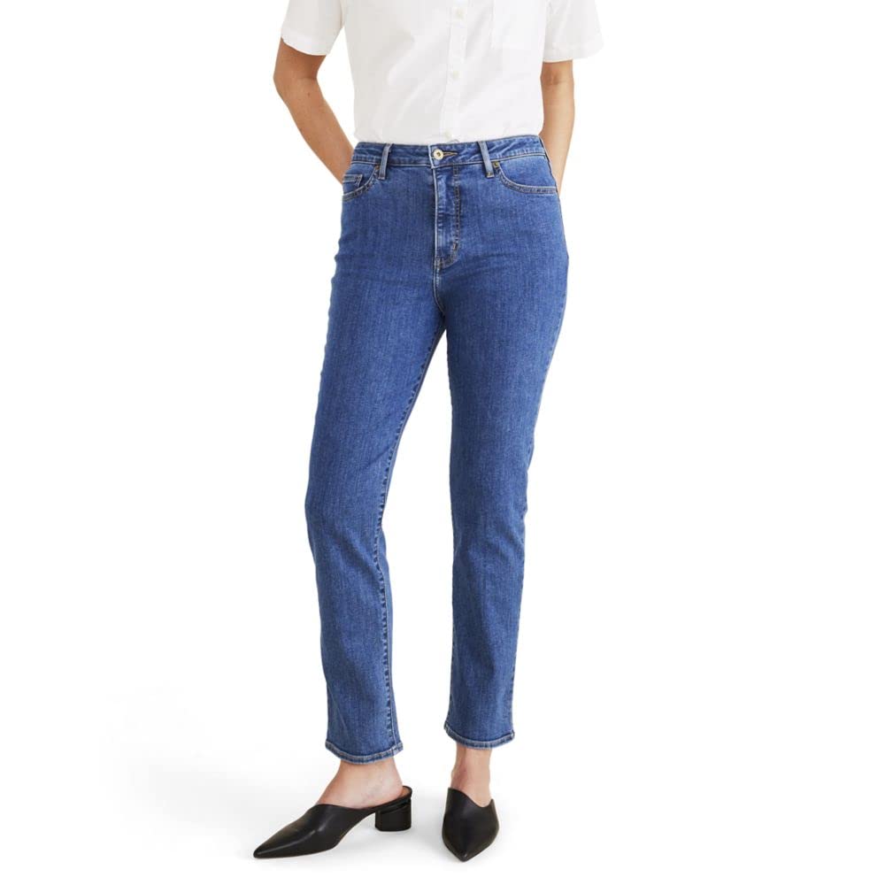 Dockers Women's Slim Fit High Rise Jean Cut Pants, Medium Indigo Stonewash (Denim), 25