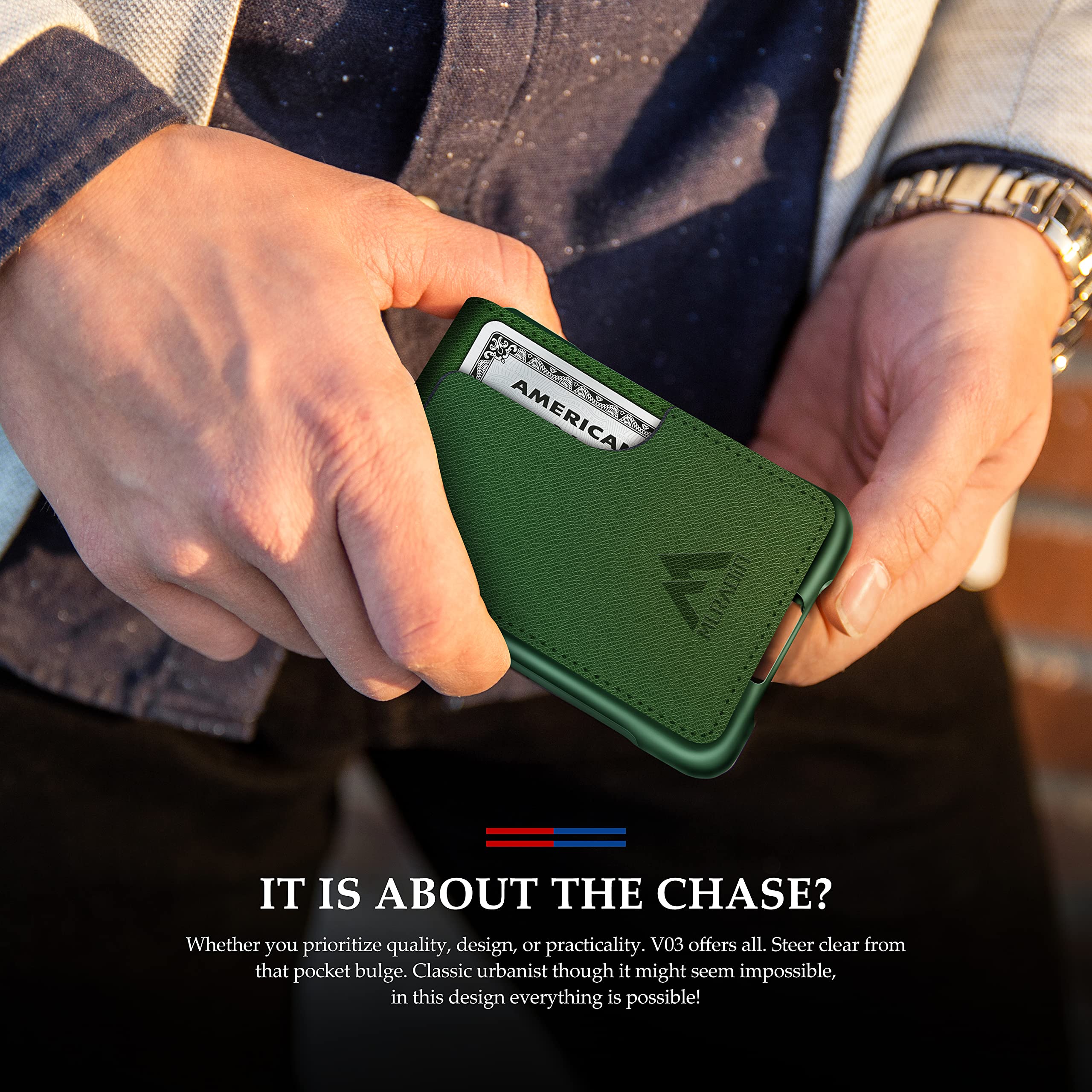 MURADIN Mens Wallet Tactical Bifold Wallets for Men Metal RFID Blocking Aluminum Money Cards Holder Gifts for Men (Saffiano Green)
