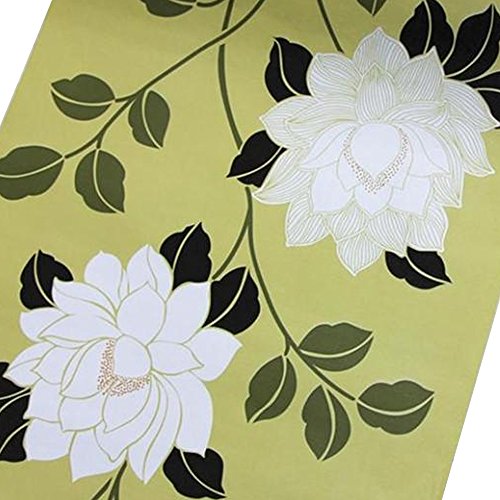 Yifely Large White Peony Removable PVC Shelf Drawer Liner Home Decor Shelving Paper 17x118 Inch